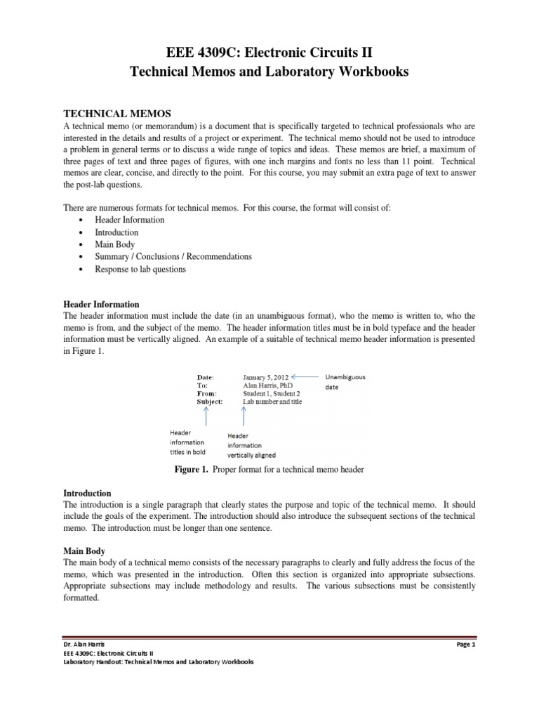 Technical Memo Guidelines for EEE 4309C | PDF | Memorandum | Fraction ...