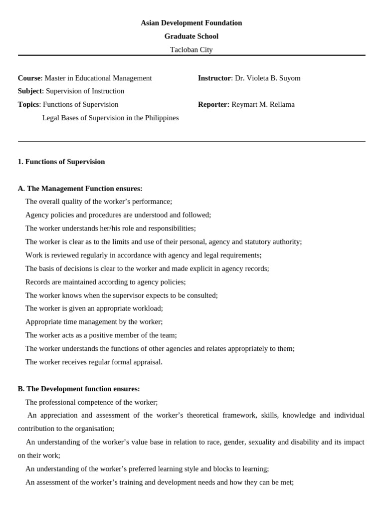 MaEd Report - Supervision - Reymart M. Rellama | PDF | Cost Of Living | Teachers