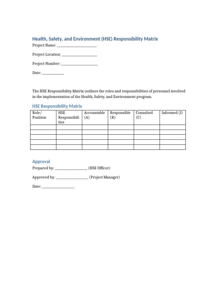 HSE Responsibility Matrix | PDF