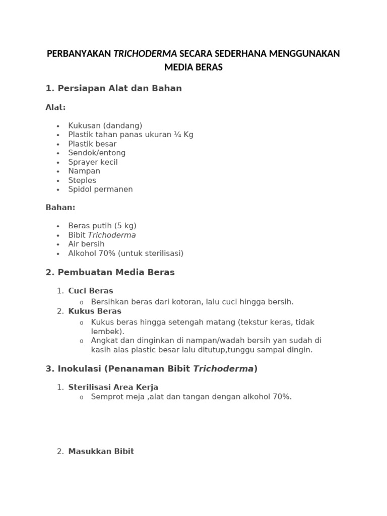 M. FAIQ - Perbanyakan Trichoderma Menggunakan Media Beras | PDF