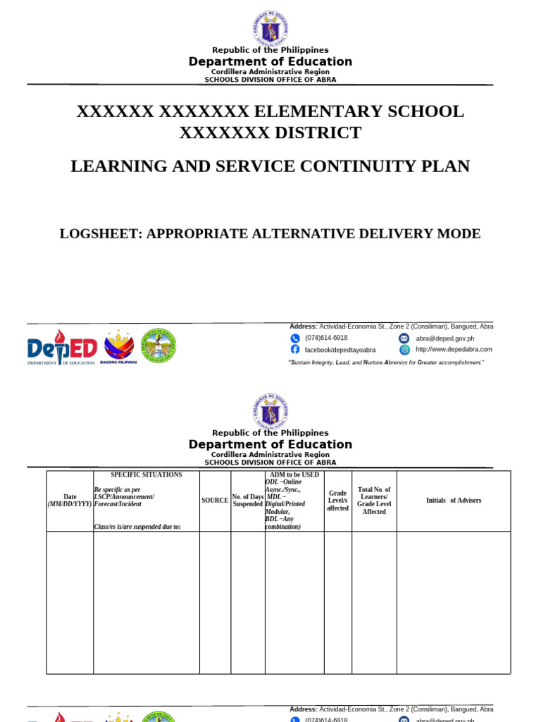 LSCP Logs for Class Suspension Reporting | PDF | Philippines