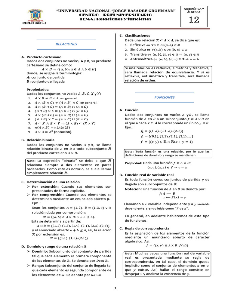 Pract. 12 Aritmetica y Algebra Sin Claves | PDF | Función (Matemáticas) | Variable (Matemáticas)