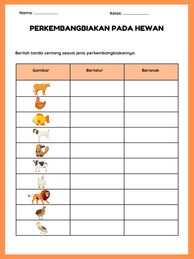 Putih Orange Ilustrasi Ipa Biologi Perkembangbiakan Generatif Hewan ...