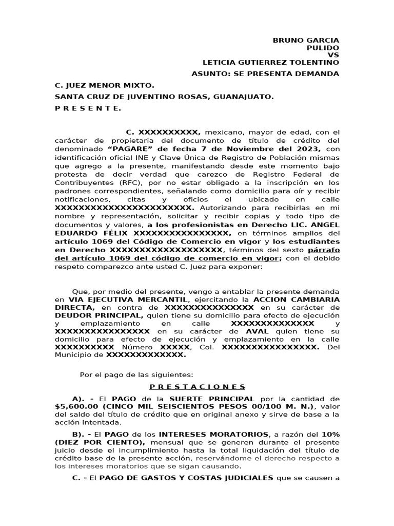 Demanda Mercanrtil | PDF | Documentos legales