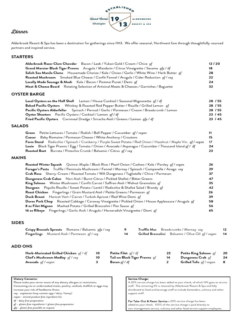 The Restaurant at Alderbrook Cms Document 5 | PDF | Salad | Foods