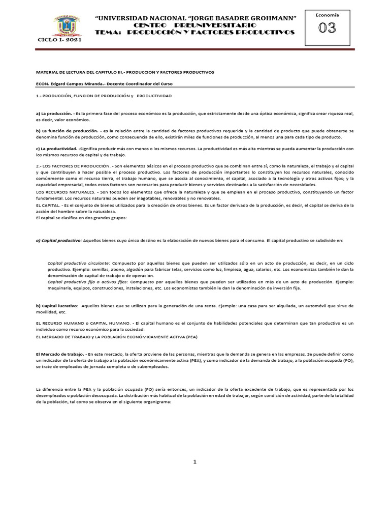 Pract. 03 Economía Sin Claves | PDF | Factores de producción | Capital (economía)