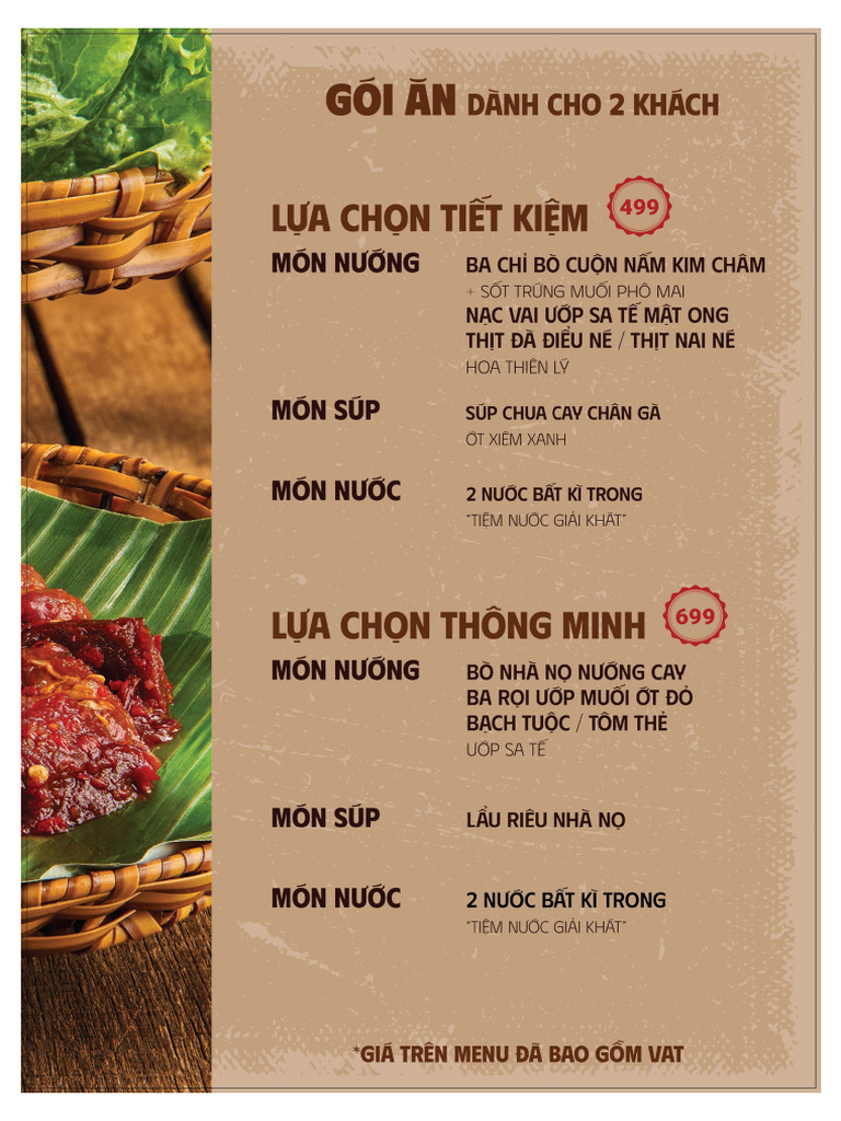 Menu Ná TÃ N BÃ NH | PDF