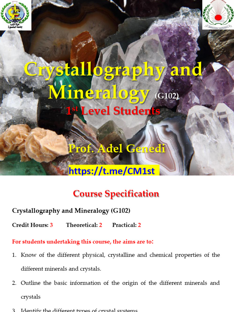 Crystallography and Mineralogy (G102) - 1 | PDF | Rock (Geology ...