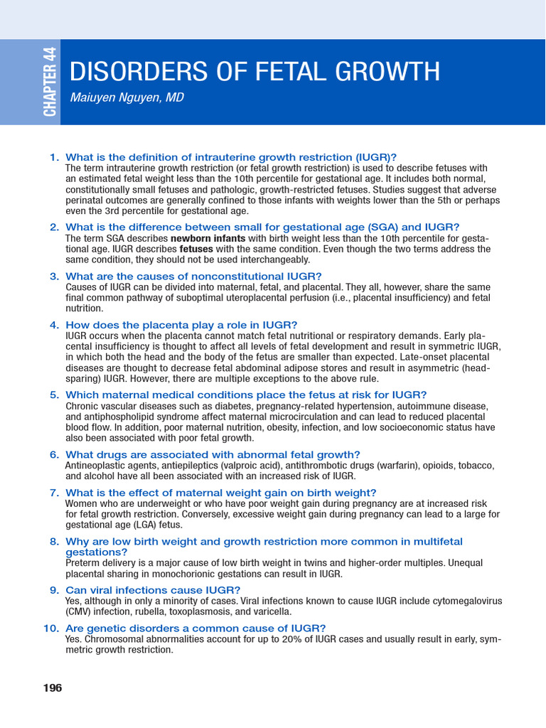 Disorders of Fetal Growth | PDF | Fetus | Prenatal Development