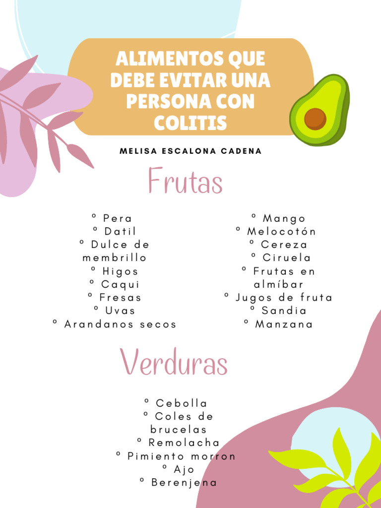 Alimentos Que Debenevitar Una Persona Con Colitis | PDF | filete ...