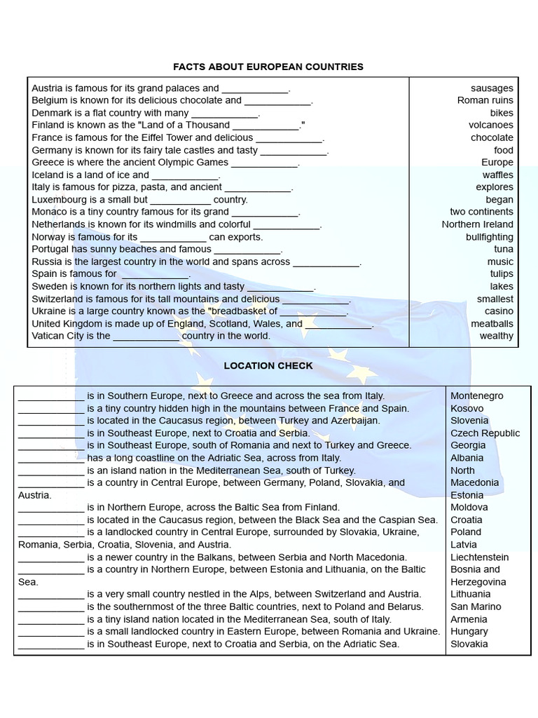 Facts About European Countries | PDF | Central Europe | Balkans