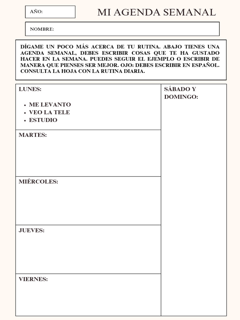Mi Agenda Semanal | PDF