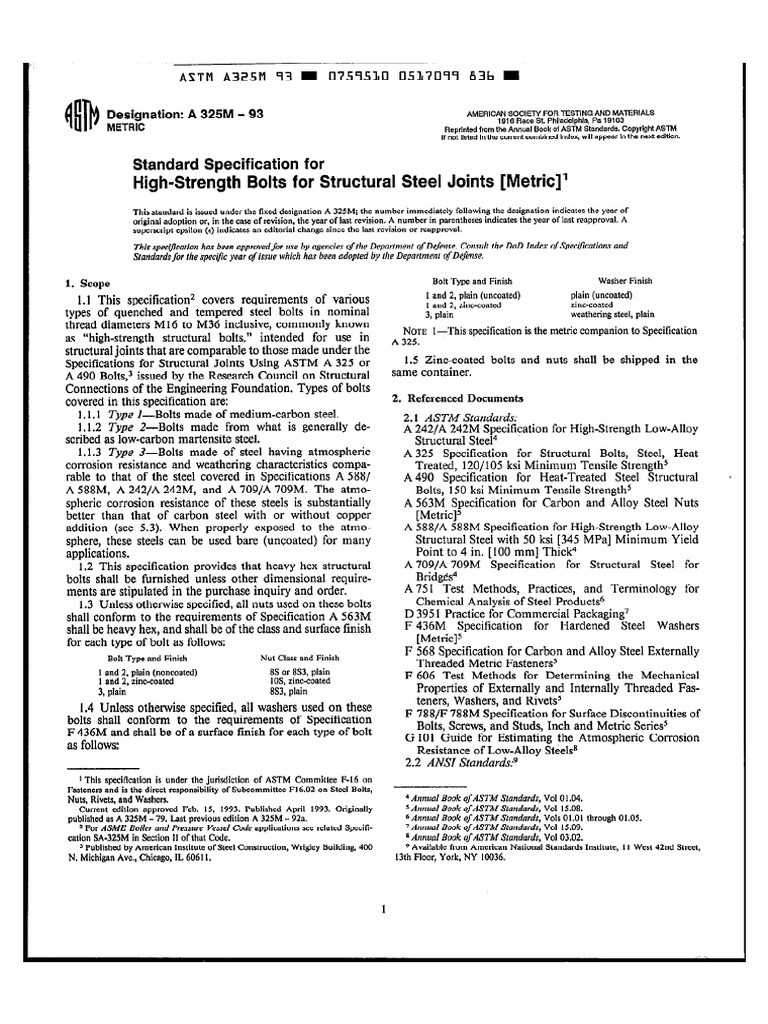 Astm A325m | PDF
