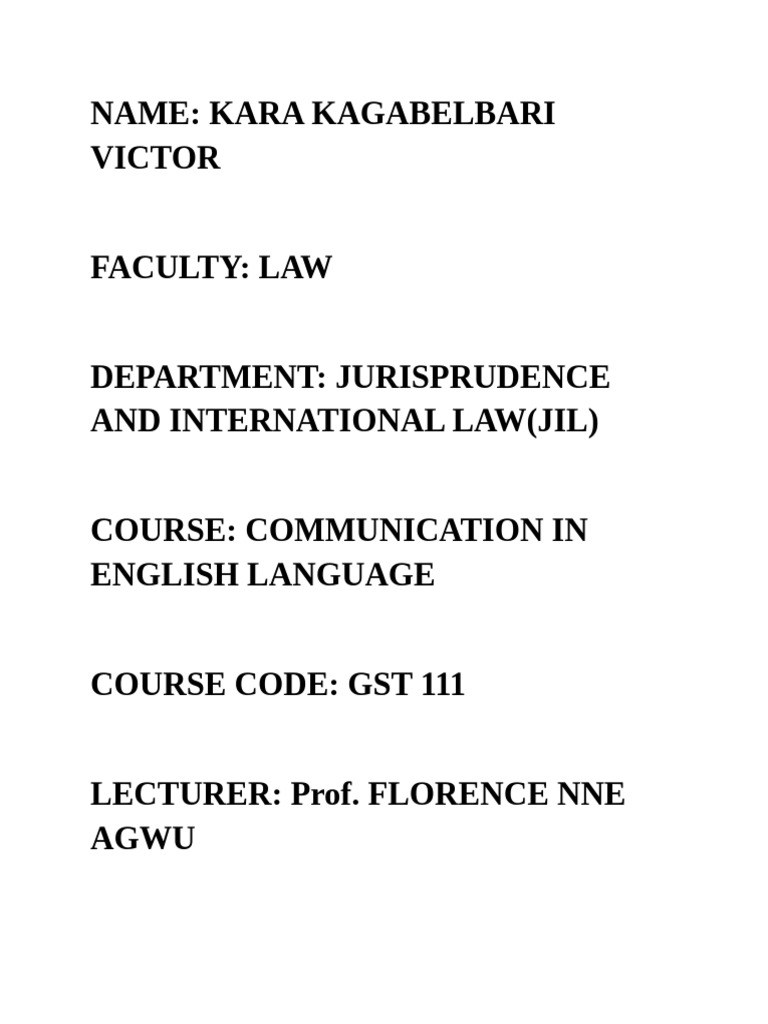 Communication in English Language Assignment 1 | PDF | Part Of Speech ...