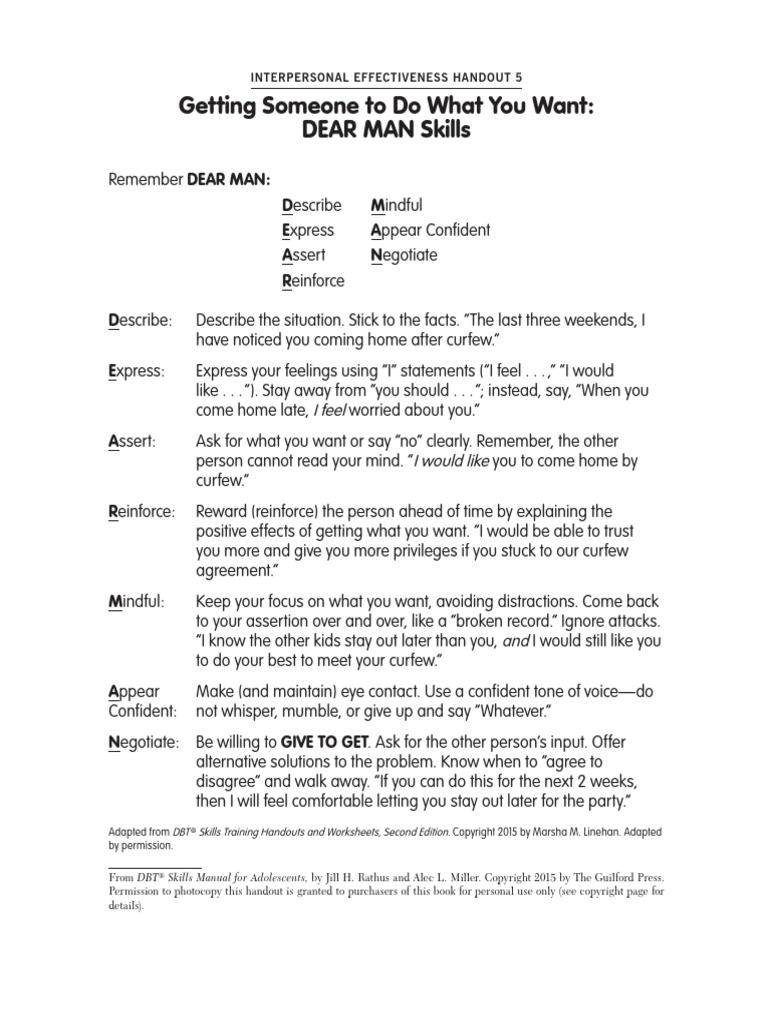 22. DEARMAN | PDF | Dialectical Behavior Therapy | Social Psychology