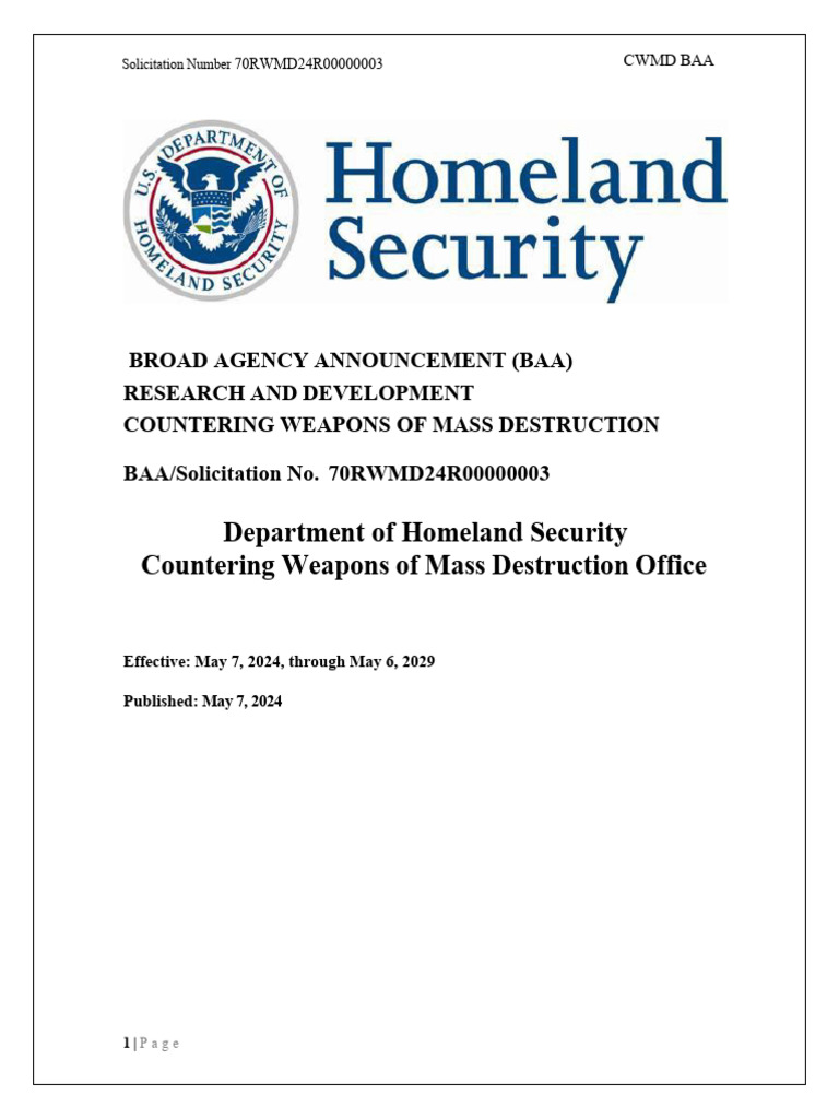 CWMD BAA for WMD Research Funding | PDF | Conflict Of Interest | Evaluation