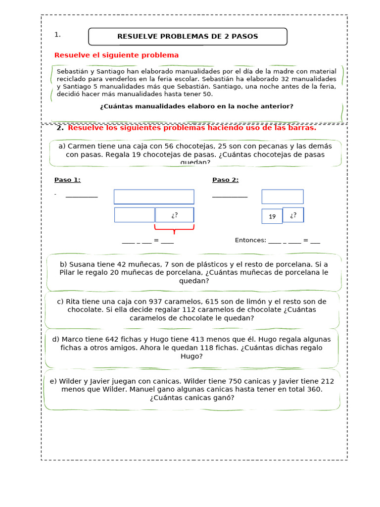 Problemas Matemáticos de Dos Pasos | PDF