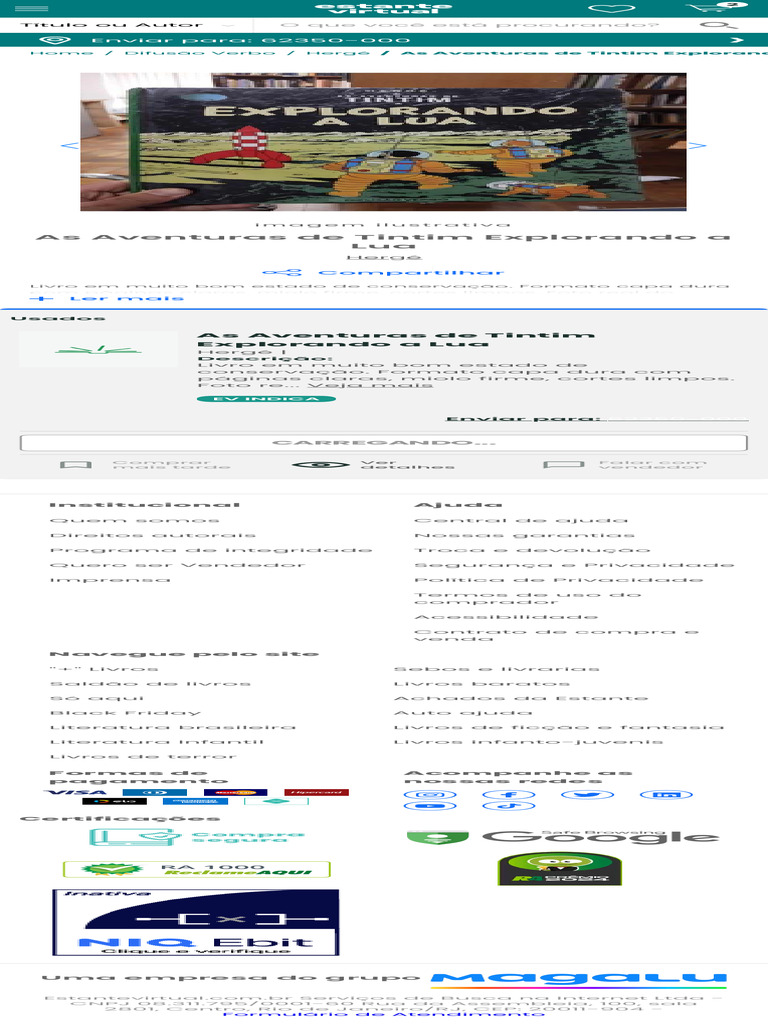 As Aventuras de Tintim Explorando A Lua - Flos Carmeli Sebo Virtual Estante Virtual | PDF