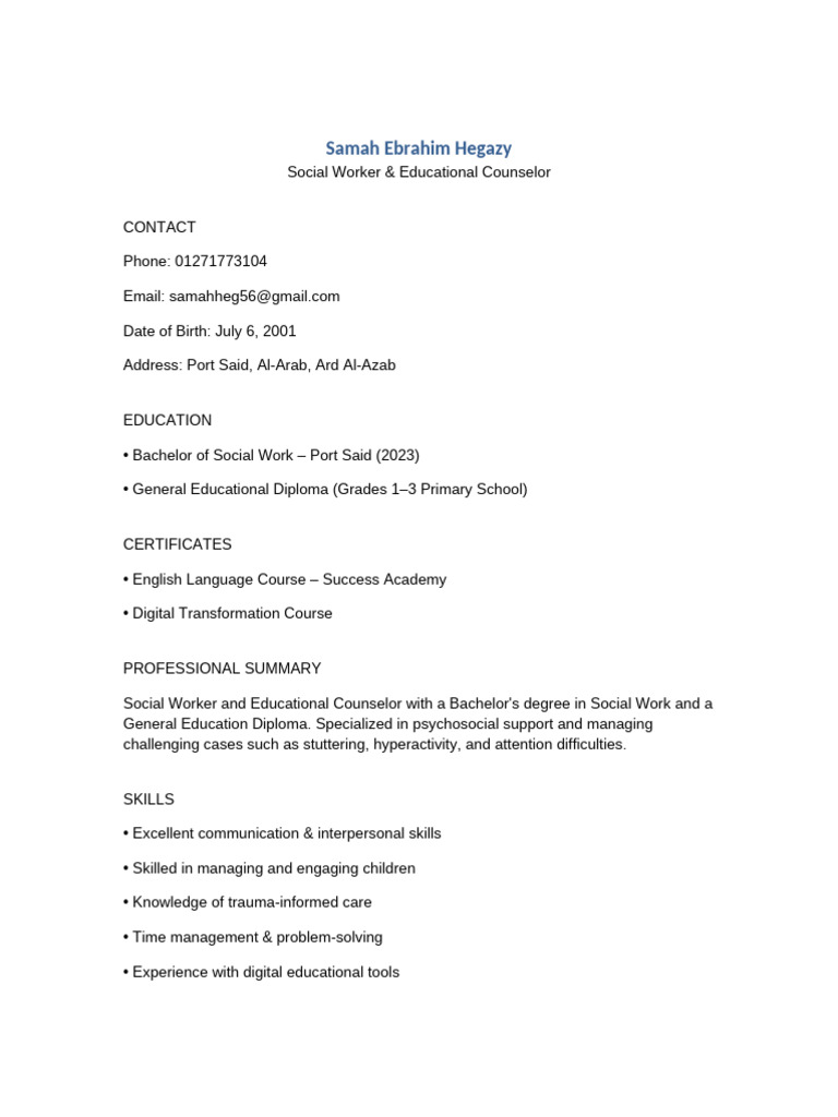 Samah Ebrahim Hegazy CV | PDF