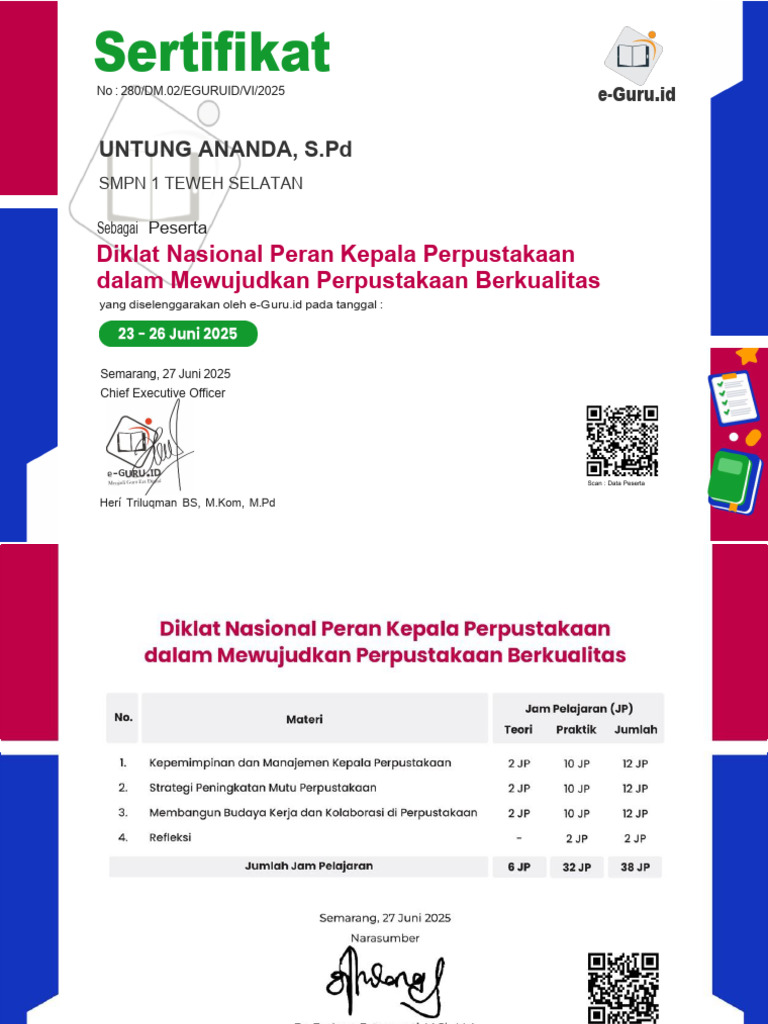 Sertifikat Perpus Untung Ananda | PDF
