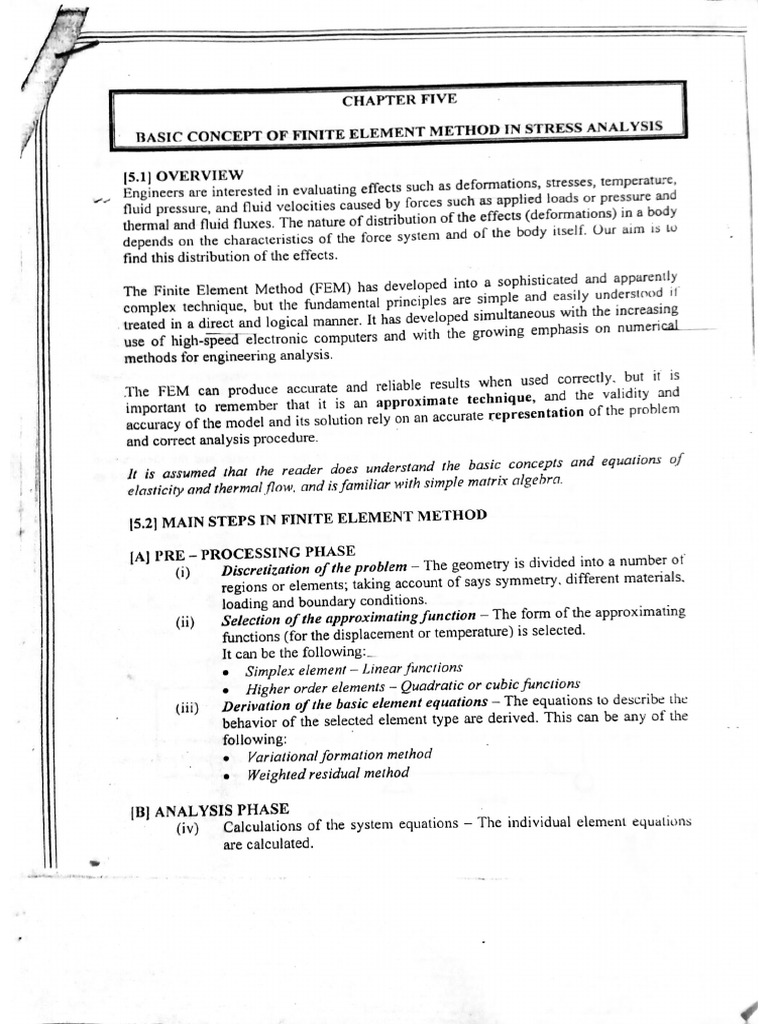 Basic Concept of Finite Element Method in Stress Analysis | PDF