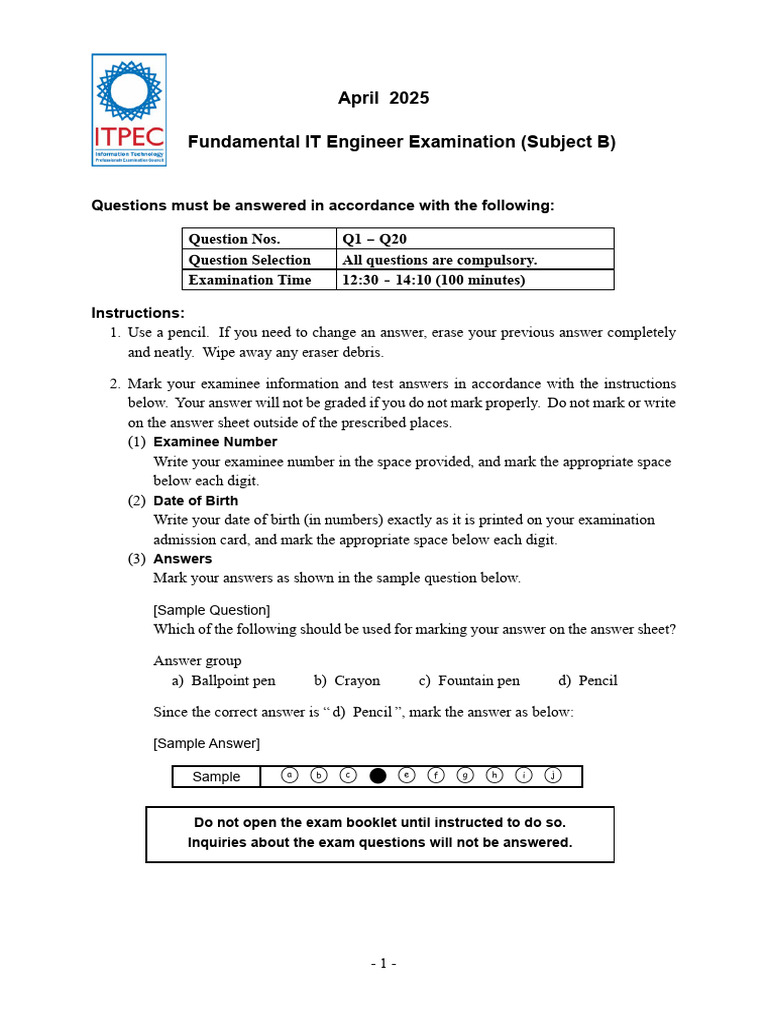2025S FE-B Questions | PDF | Key (Cryptography) | Password