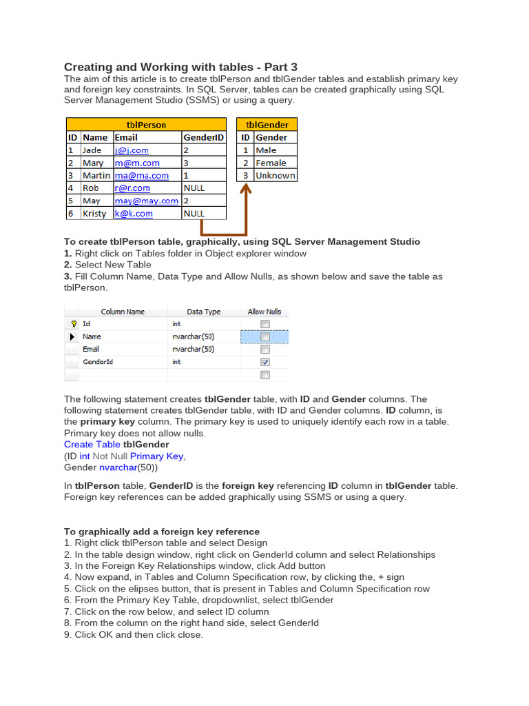 Creating and Working With Tables | PDF