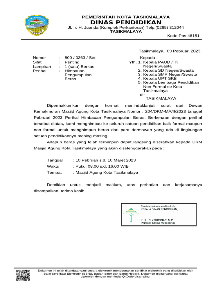 Contoh Surat Resmi | PDF