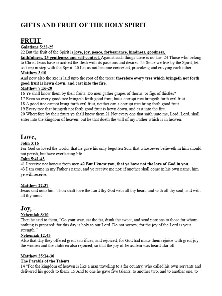 Gifts and Fruits of The Holy Spirit | PDF | Religious Belief And Doctrine