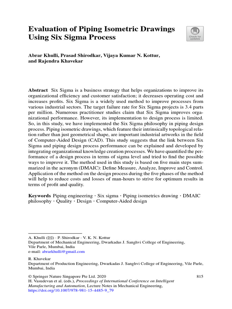 Evaluation of Piping Isometric Drawings | PDF | Six Sigma | Business