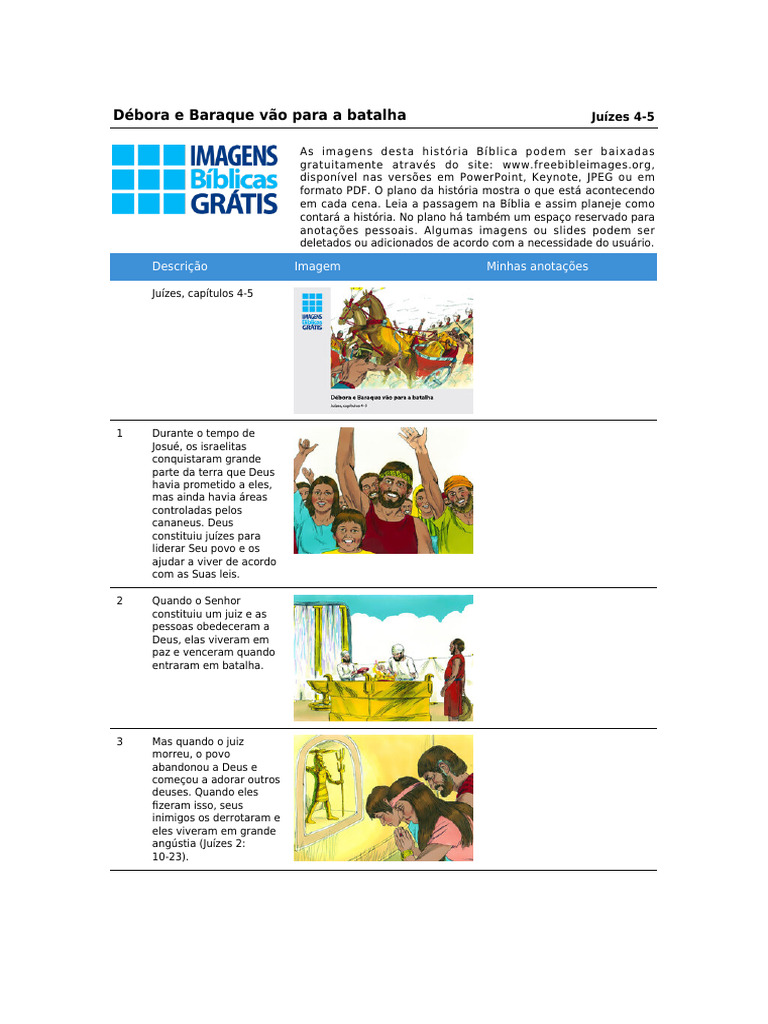 FB Deborah Barak StoryPlanner PT | PDF | Livro dos Juízes
