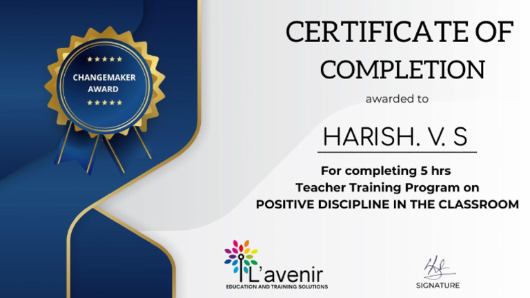 Certificate For HARISH. v. S For - Happy School Culture - Posi... | PDF