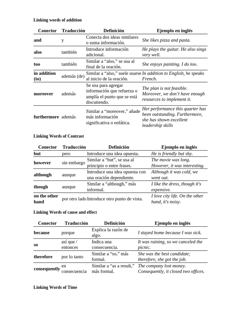 9° Linking Words | PDF