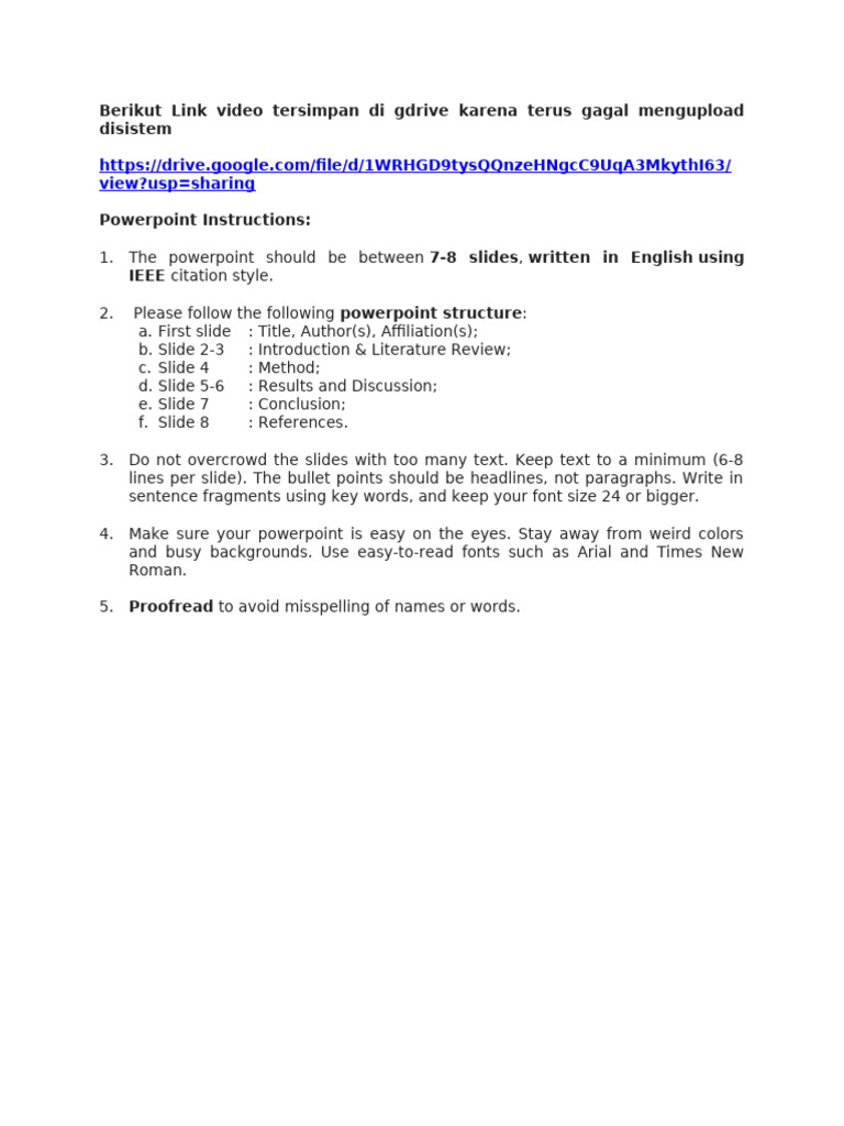 Video & Powerpoint Instructions | PDF | Microsoft Power Point