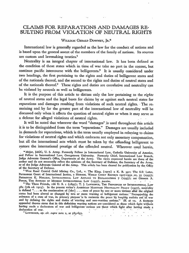 Claims For Reparations and Damages Resulting From Violation of Ne | PDF ...