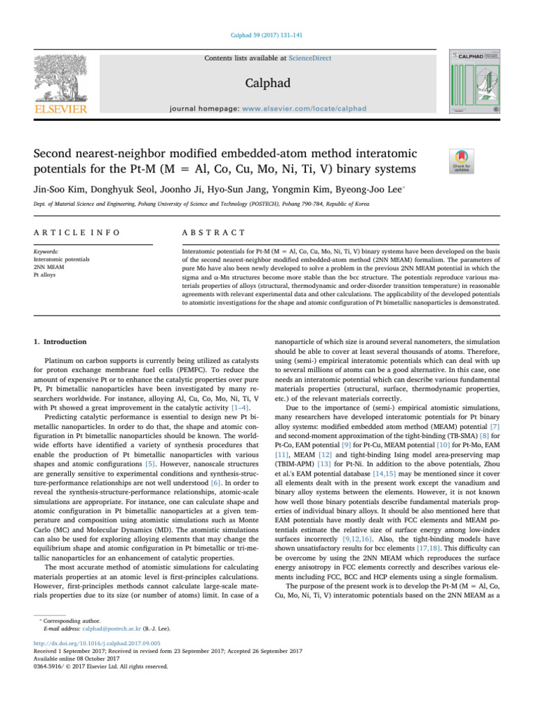 Second nearest-MEAM Interatomic | PDF | Phase (Matter) | Molecular Dynamics