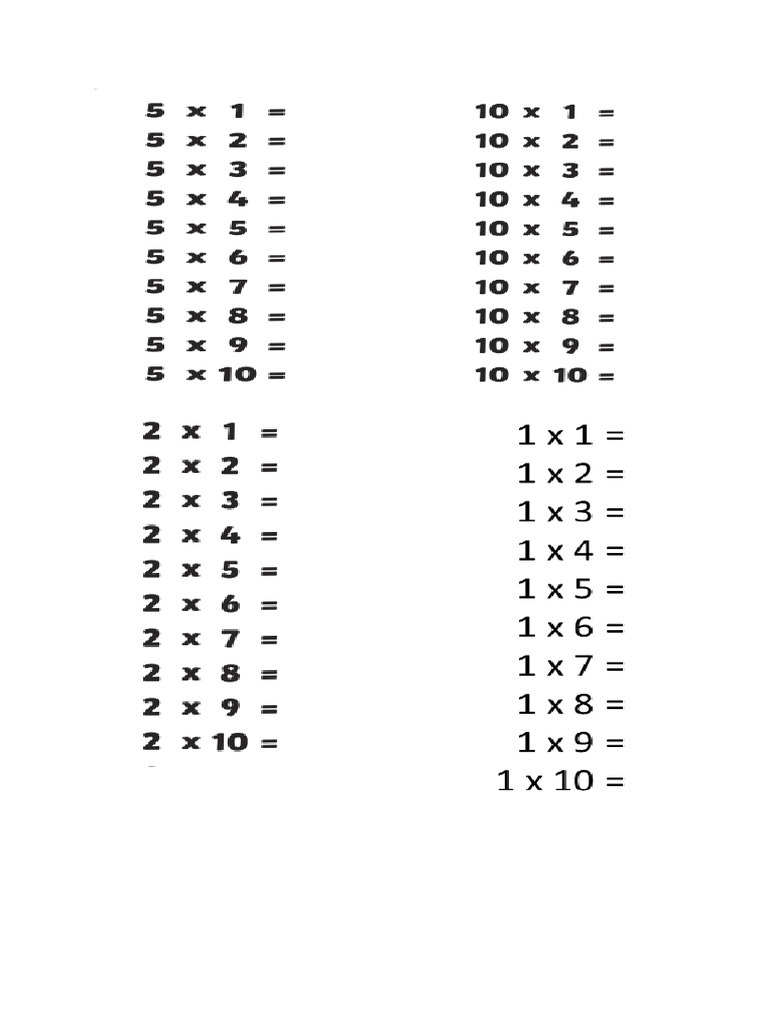 Tables Revision | PDF