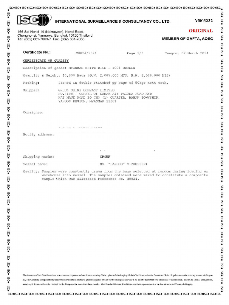 Isc Certificate Sample | PDF