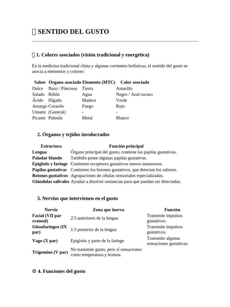 ? Sentido Del Gusto | PDF | Gusto | Sistema nervioso