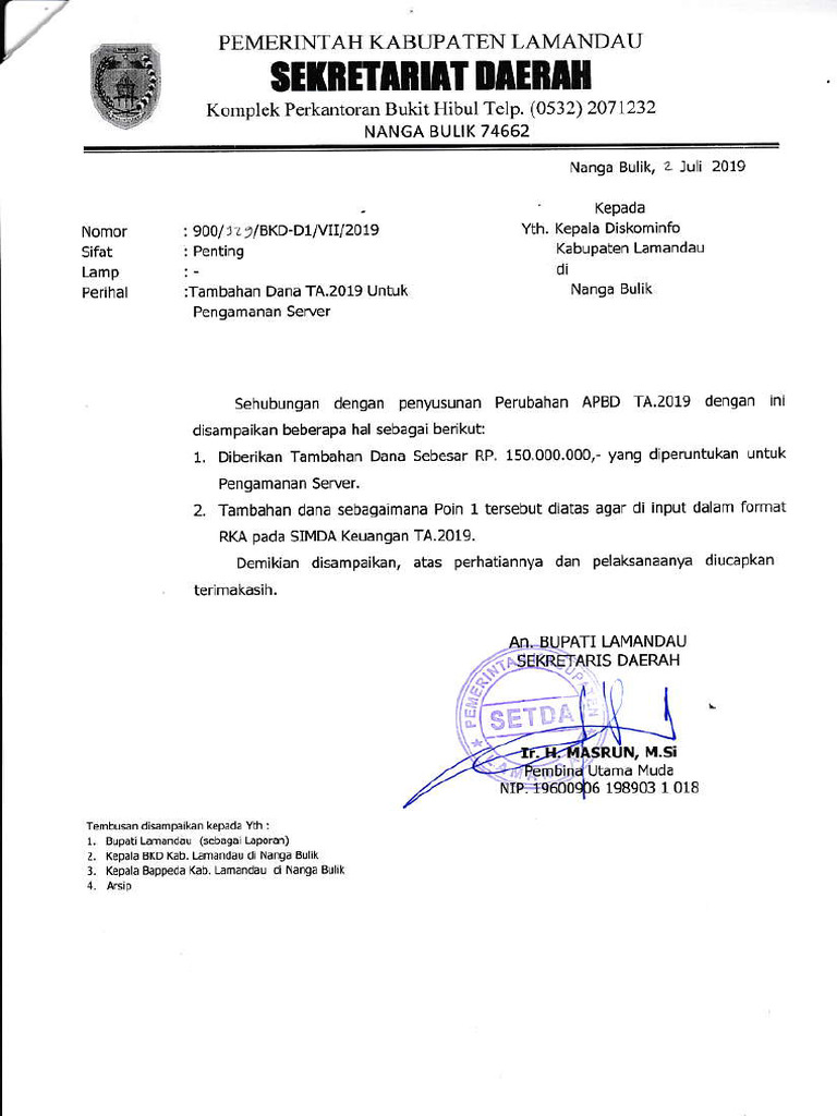 Surat BKD TTG Pengamanan Server | PDF