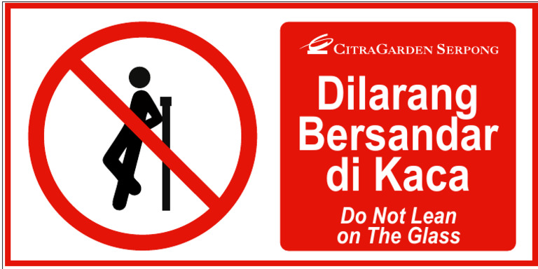 Untuk Stiker Outdoor Dilarang Bersandar 20x10 CM | PDF