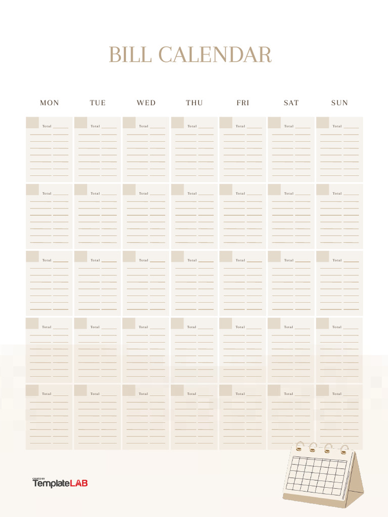 Bill Calendar Template | PDF