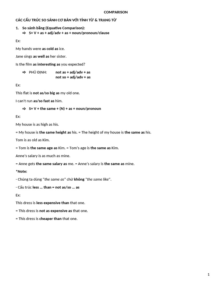 Basic Comparison Structures in English | PDF | Pitch (Music)