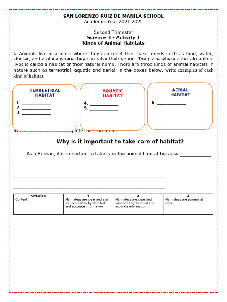 Animal Habitats: Types and Examples | PDF