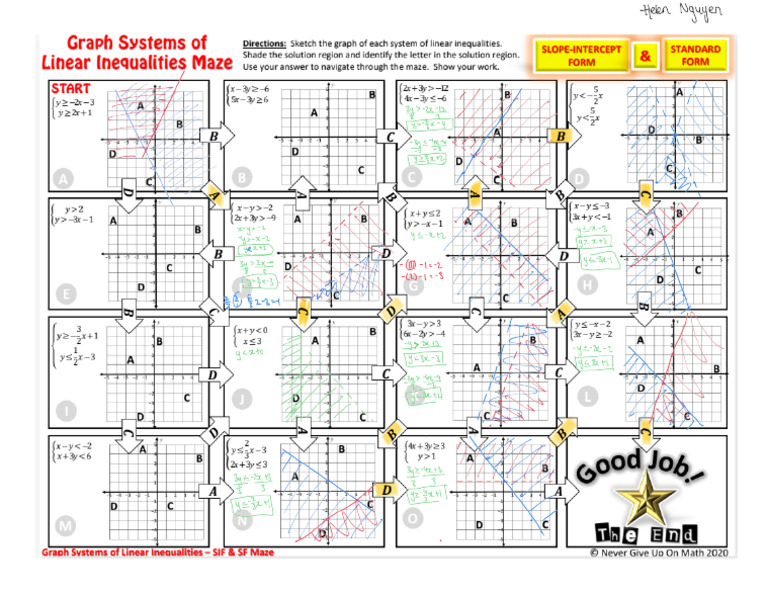 Graphing Systems of Linear Inequality Maze | PDF