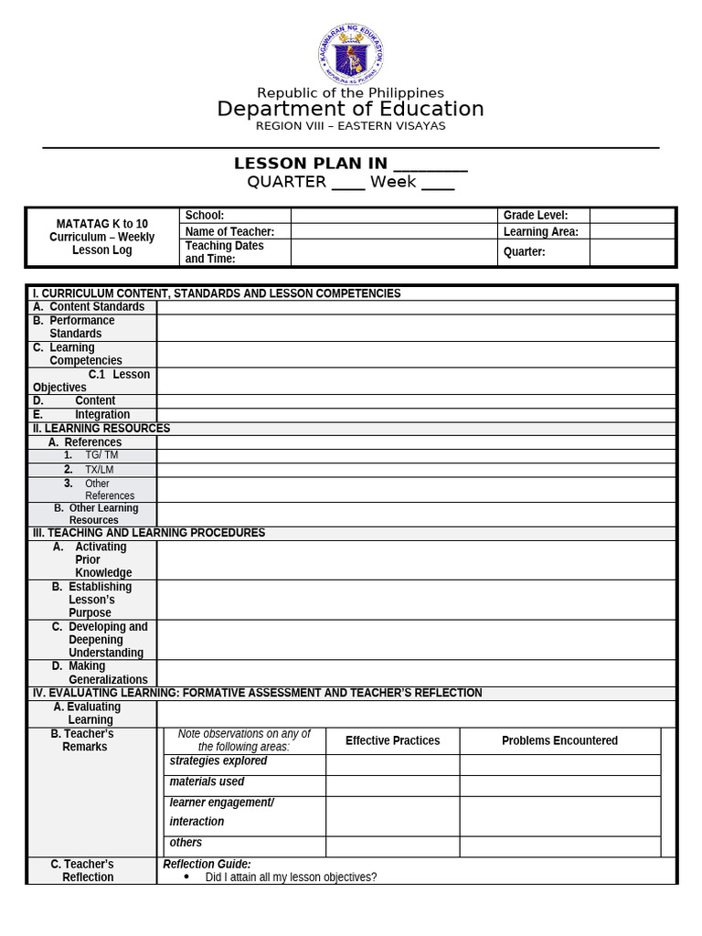 Matatag Lesson Plan Format | PDF | Lesson Plan | Teachers