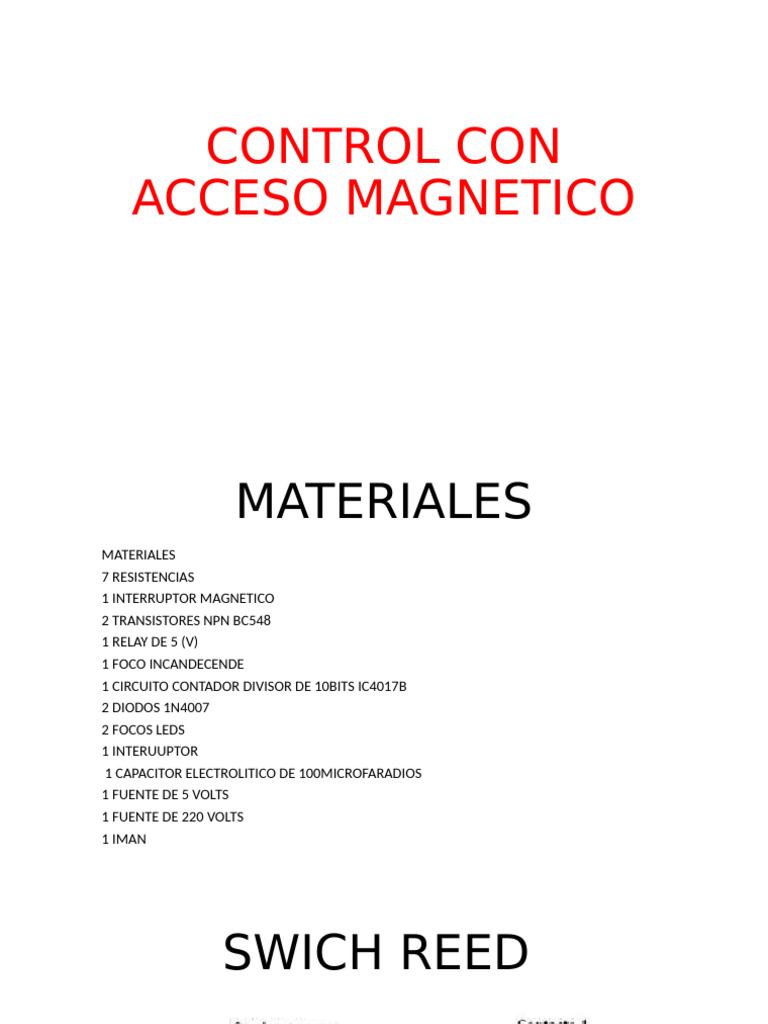Control Con Acceso Magnetico Presentacion | PDF