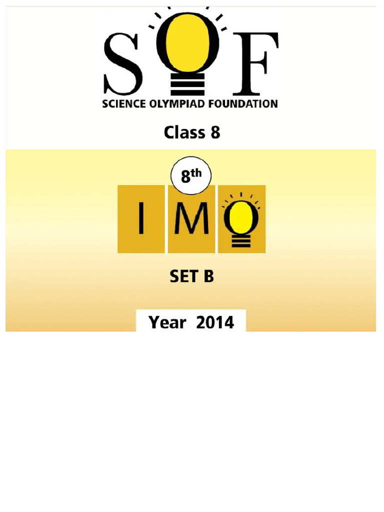 Imo Class 8 Level 1 Year 2014 Set B | PDF