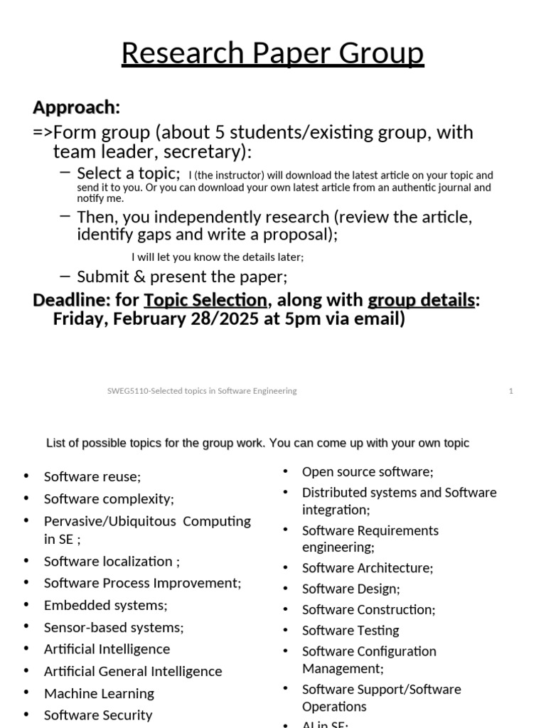 SWEG 5110 Possible Topic Areas For Your Goup Work Article Review | PDF ...