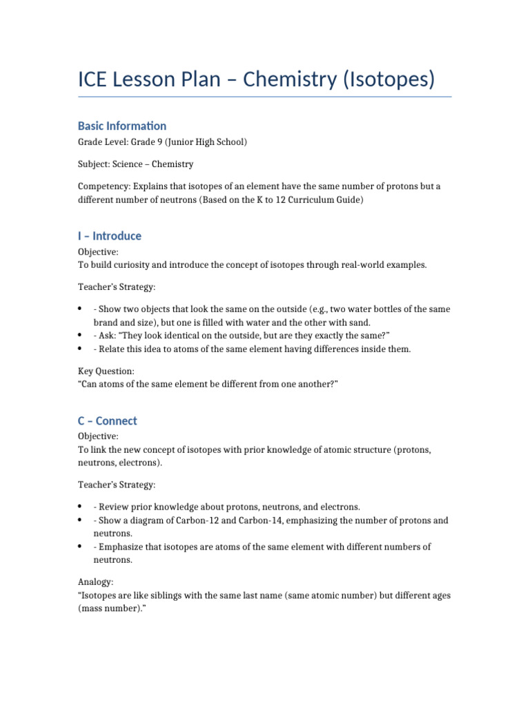 Isotope and Radioisotope Lesson Plan | PDF | Isotope | Radioactive Decay